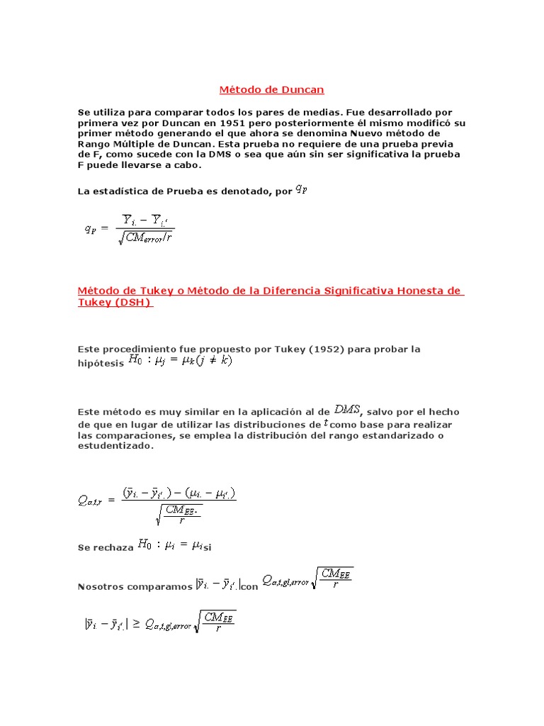 Método de Duncan | PDF | Muestreo (Estadísticas) | Desviación Estándar