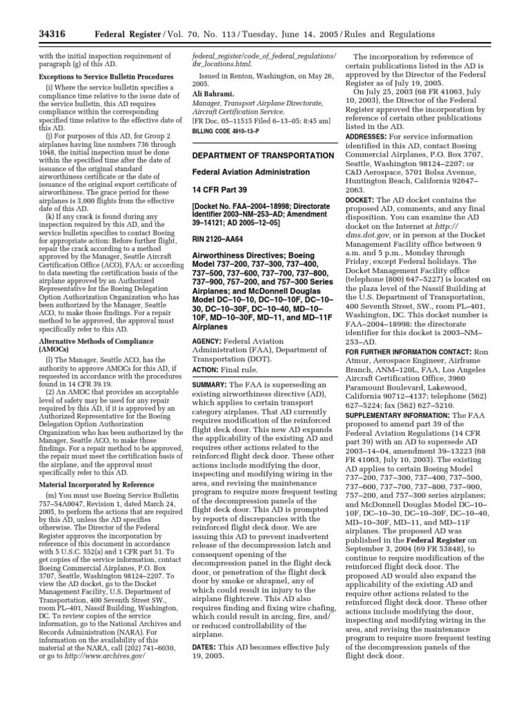 Rule: Airworthiness Directives: Boeing | PDF | Federal Aviation ...