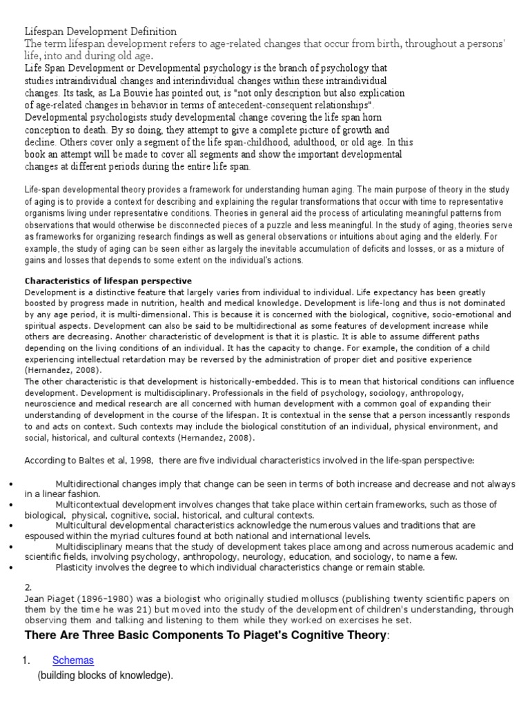 Lifespan Development Definition | PDF | Schema (Psychology) | Parenting