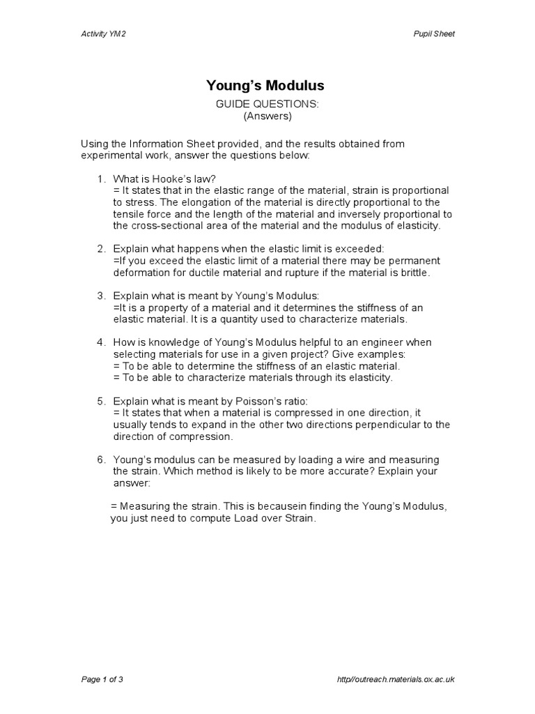 Young's Modulus | PDF | Young's Modulus | Elasticity (Physics)
