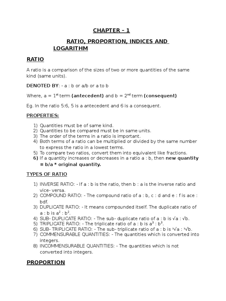 CPT Maths Notes | PDF | Ratio | Logarithm