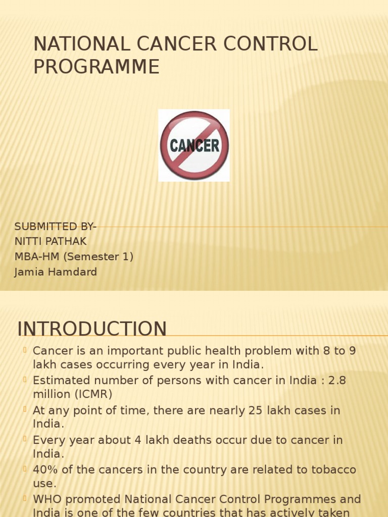 National Cancer Control Program: India | PDF | Preventive Healthcare ...