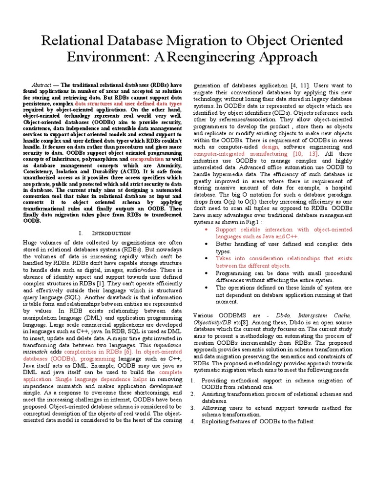Relational Database Migration To Object Oriented Environment: A Reengineering Approach | PDF ...