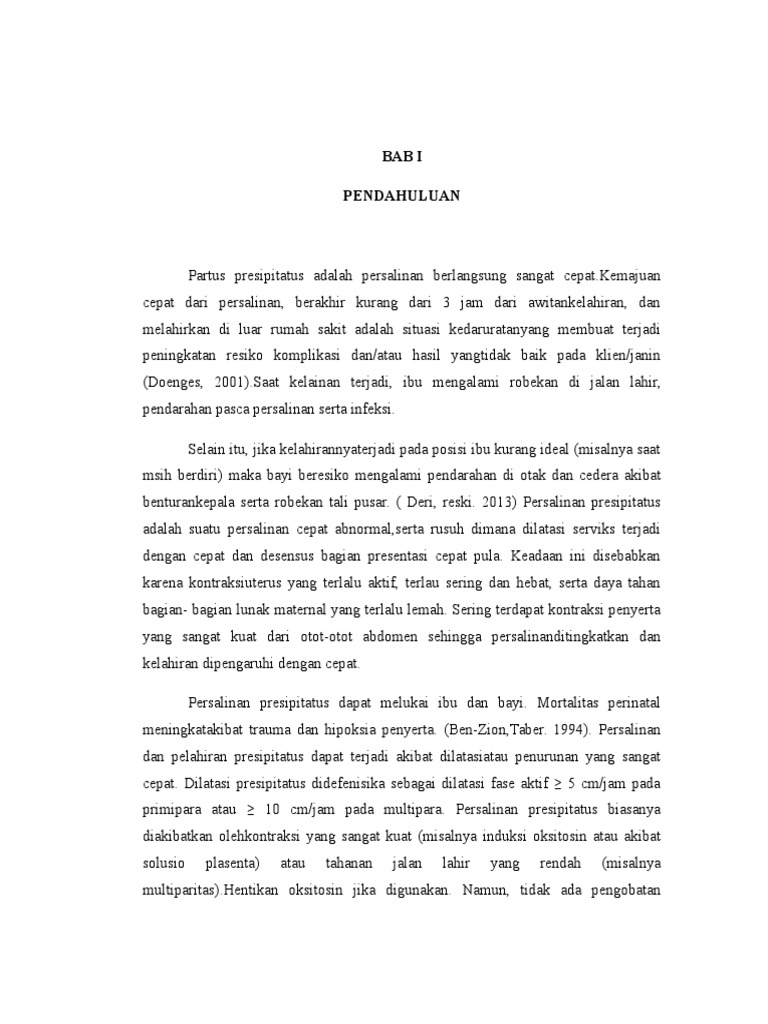 Definisi dan Penyebab Partus Presipitatus | PDF