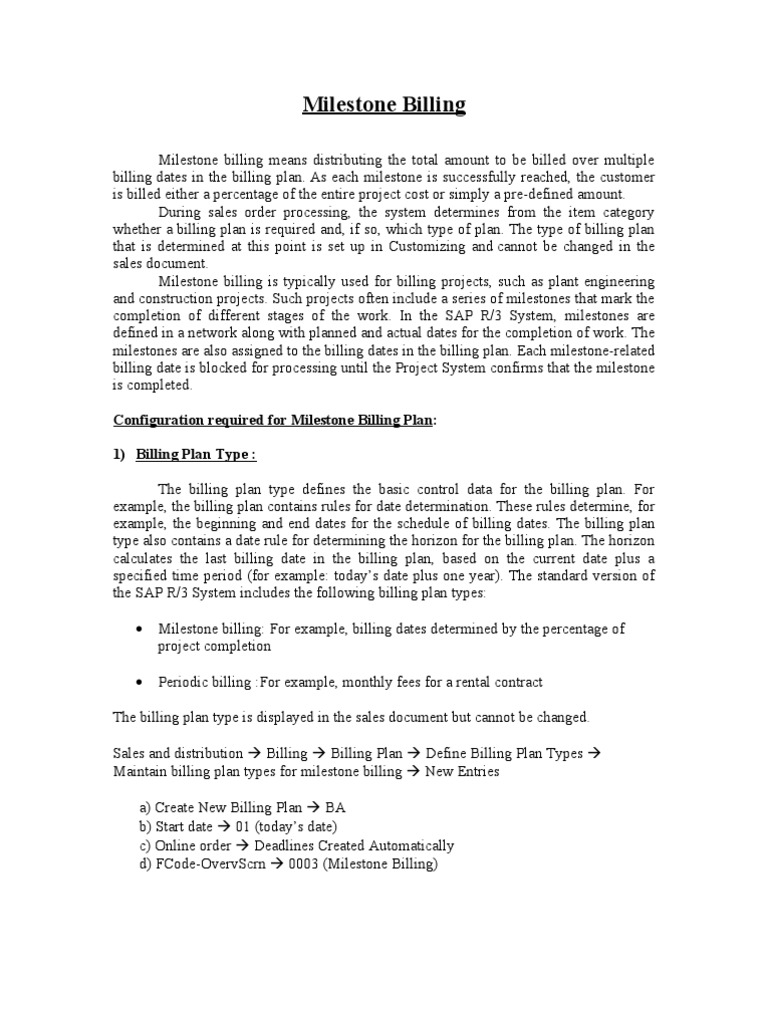 Milestone Billing Configuration Guide | PDF | Invoice | Business