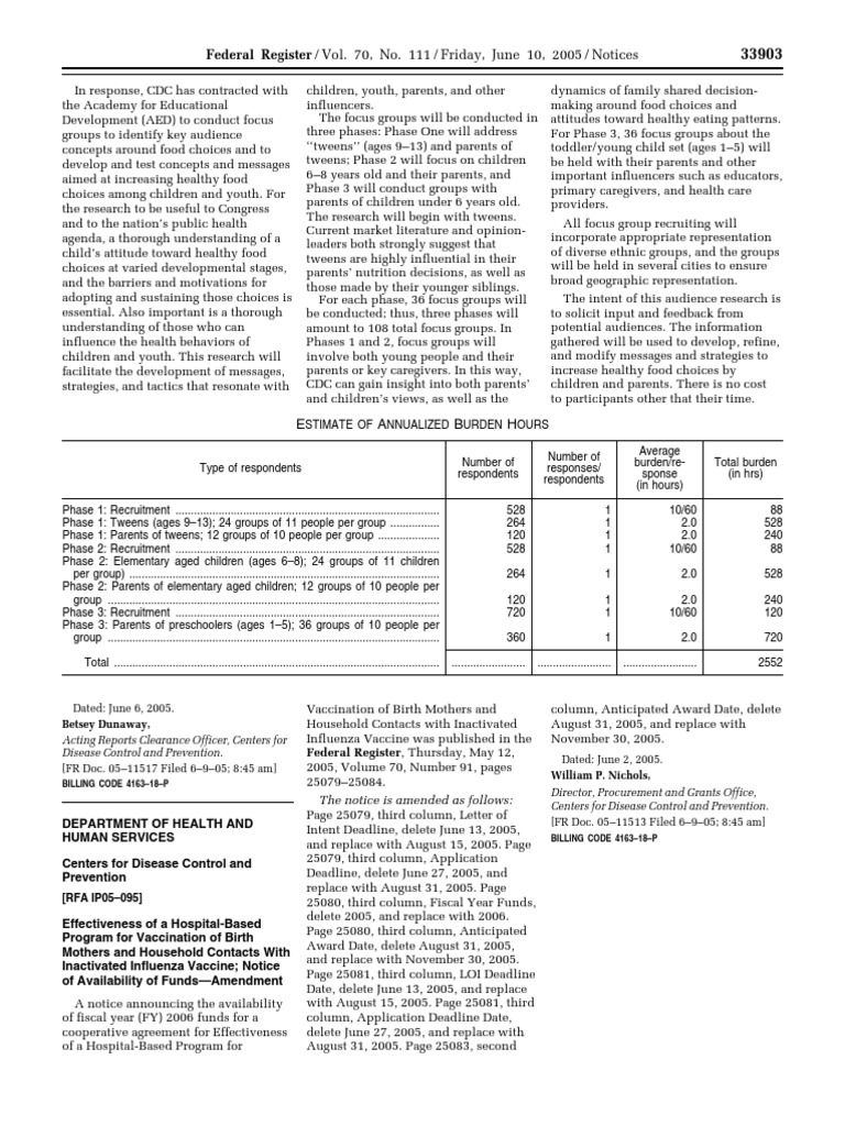 Federal Register / Vol. 70, No. 111 / Friday, June 10, 2005 / Notices ...