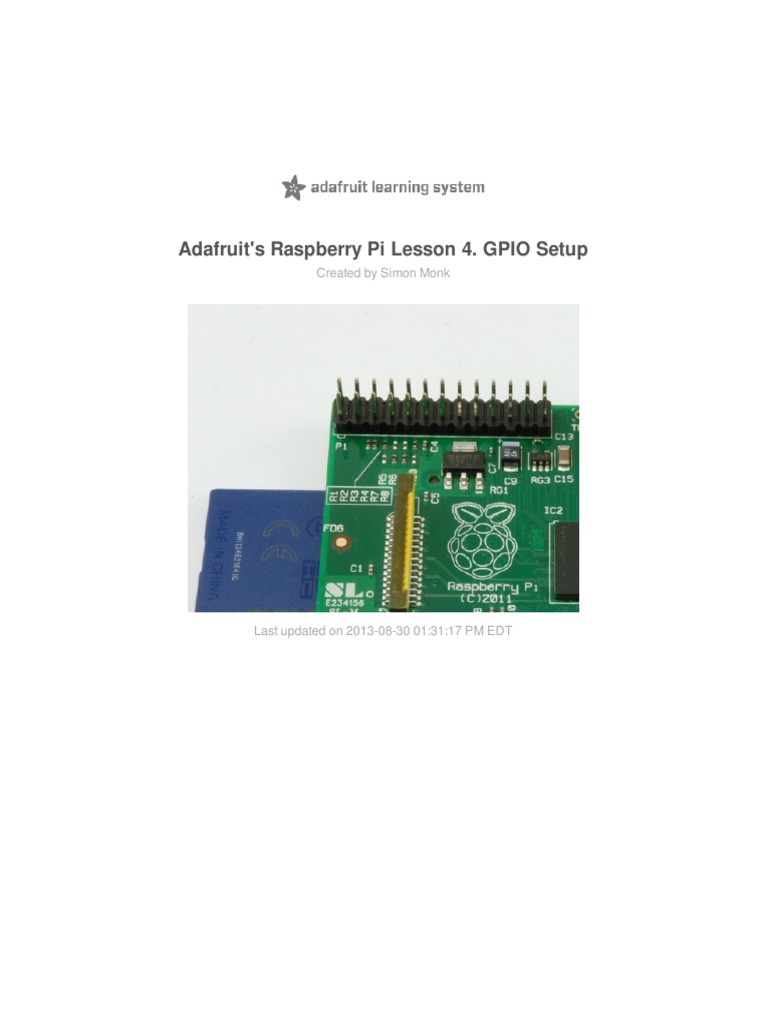 Adafruits Raspberry Pi Lesson 4 Gpio Setup Pdf Pdf Raspberry Pi Electrical Connector 