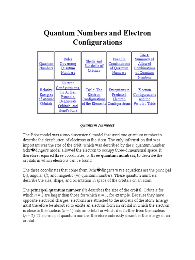 Quantum Numbers and Electron Configurations | PDF | Atomic Orbital ...