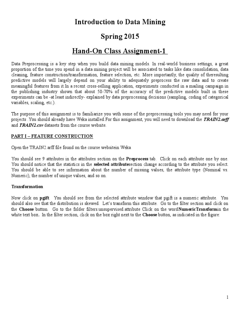 Assignment 1 Preprocessing Handon Download Free Pdf Comma Separated Values Data Mining 