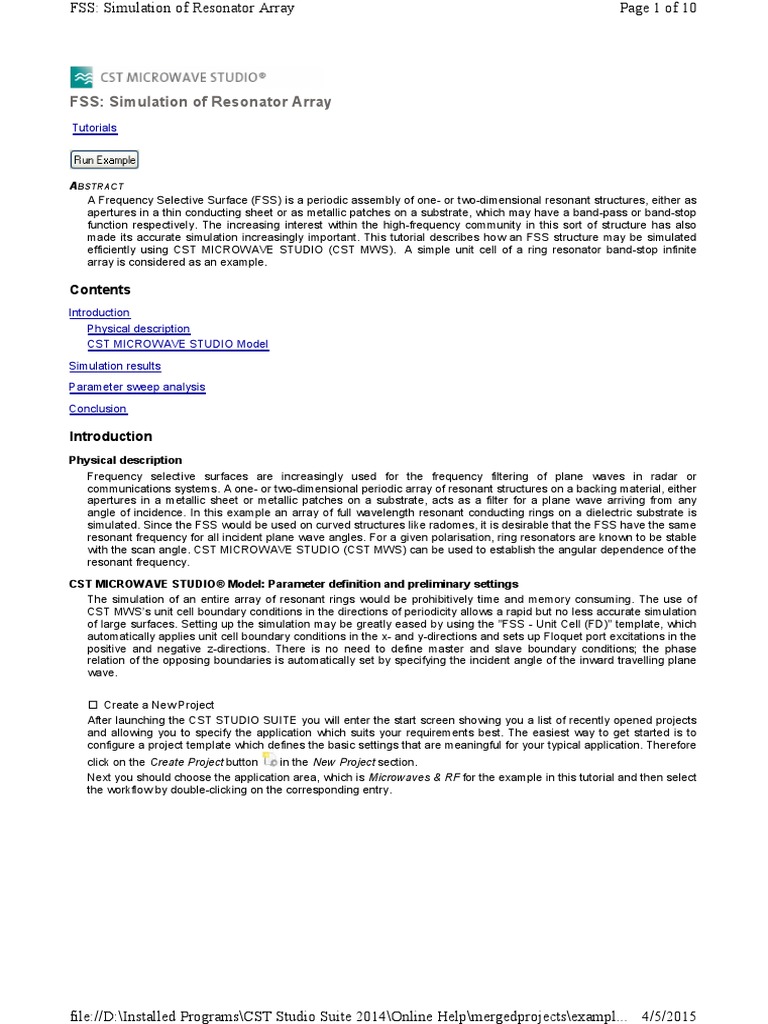 FSS CST Tutorial | PDF | Materials Science | Electrical Engineering