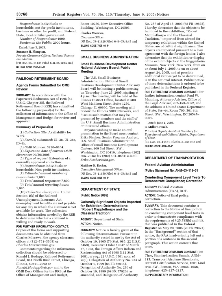 Notice: Culturally Significant Objects Imported For Exhibition: Robert ...