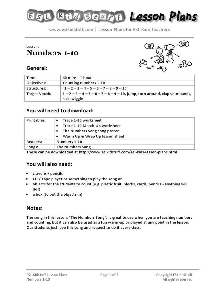 Numbers 1 10 Lesson Plan | PDF