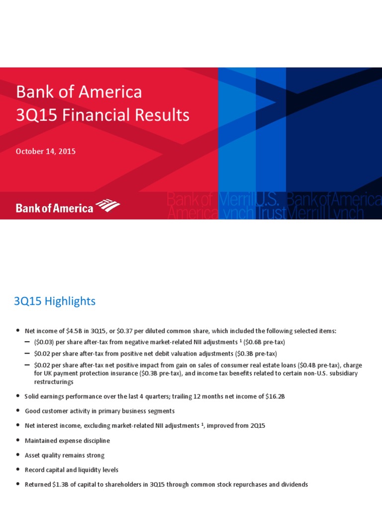 BofA Q3 2015 Presentation | PDF | Loan To Value Ratio | Capital Requirement