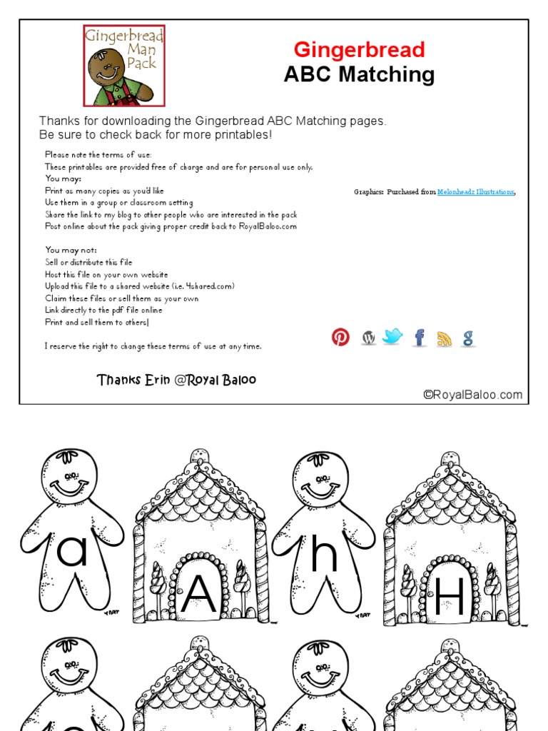 Gingerbread ABC Matching Printables | PDF