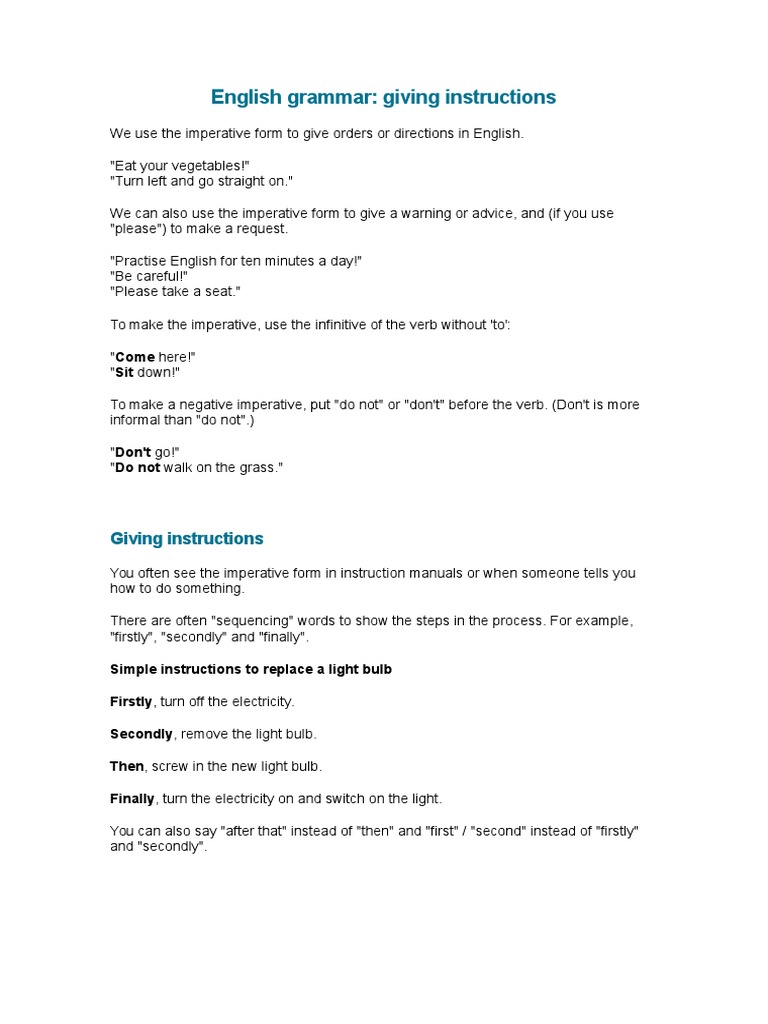 Giving Instructions | PDF