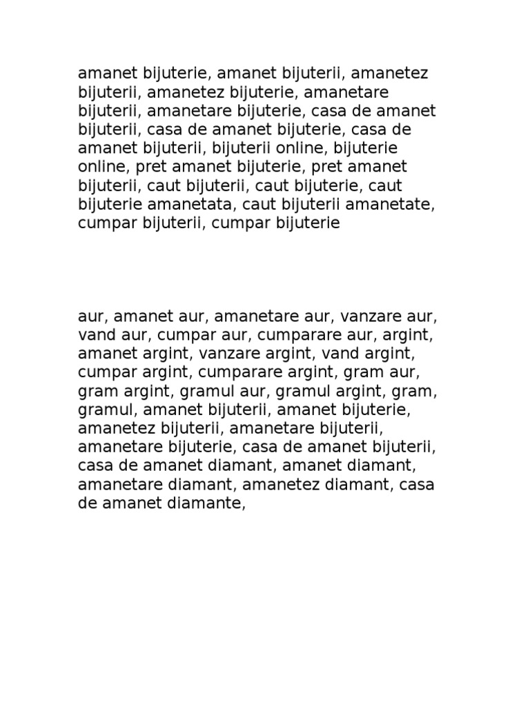 Bijuterii și Aur: Amanet România | PDF