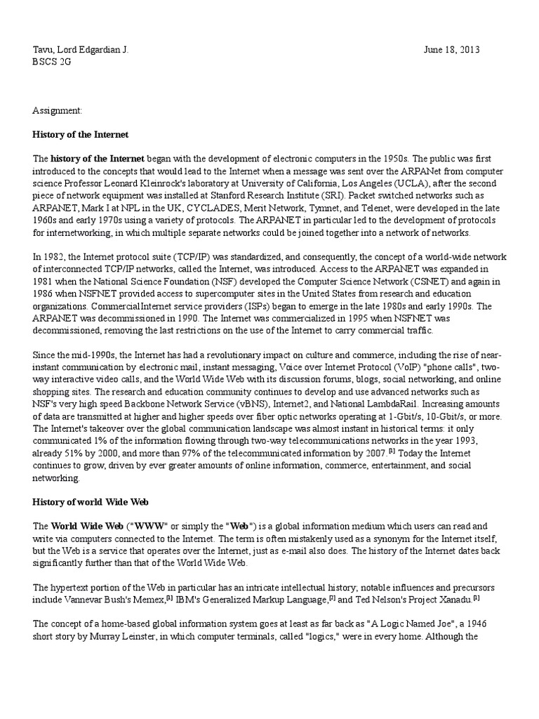 History of HTML, WWW, Internet | Download Free PDF | Html | Html Element