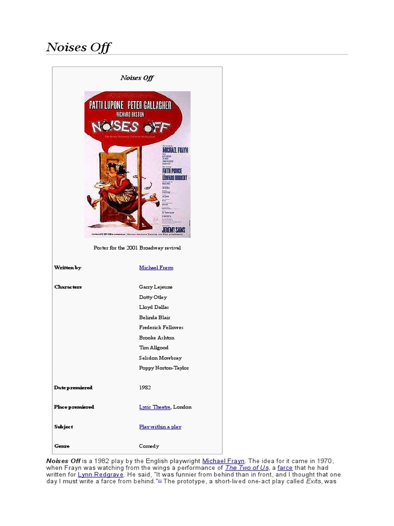 Noises Off | PDF | Theatre | Performing Arts