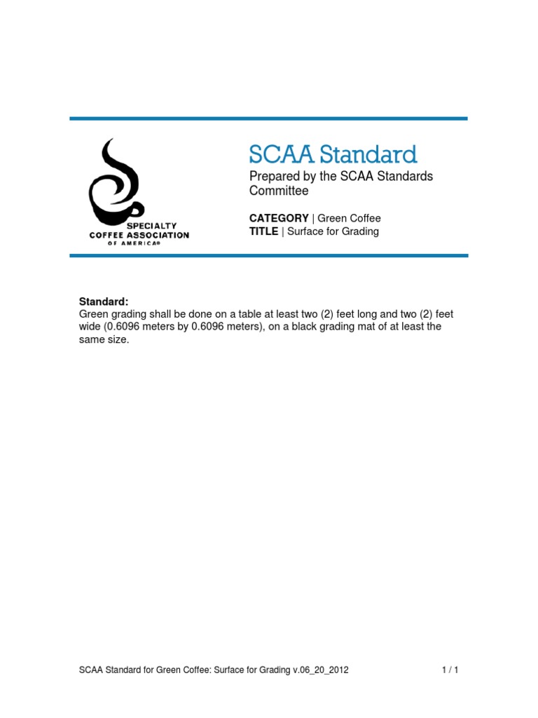 SCAA Standard: Prepared by The SCAA Standards Committee | PDF | Cooking ...