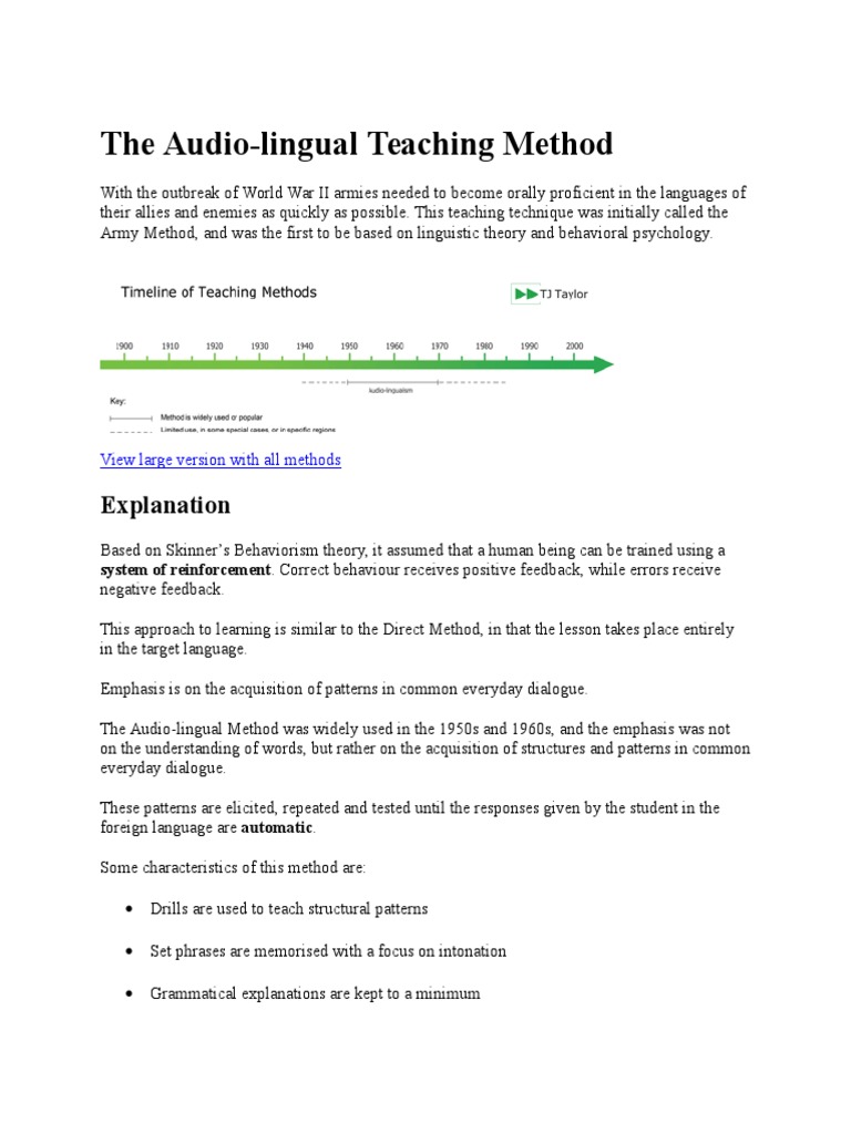 The Audio-Lingual Method | PDF | Applied Linguistics | Human Communication