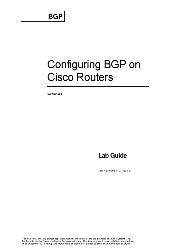 Configuring BGP On Cisco Routers Lab Guide PDF | PDF | Router (Computing) | Ip Address