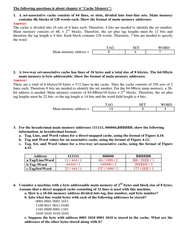 Model Answers HW3 | PDF | Cpu Cache | Computer Memory