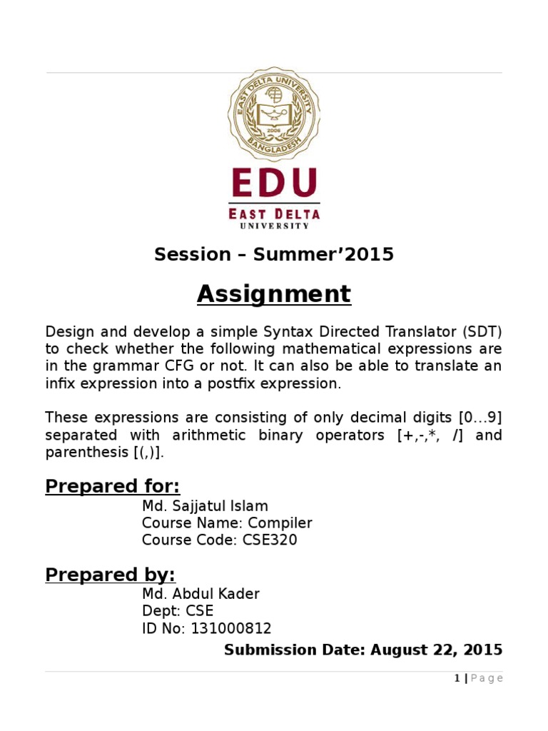 Assignment | PDF | Parsing | Compiler