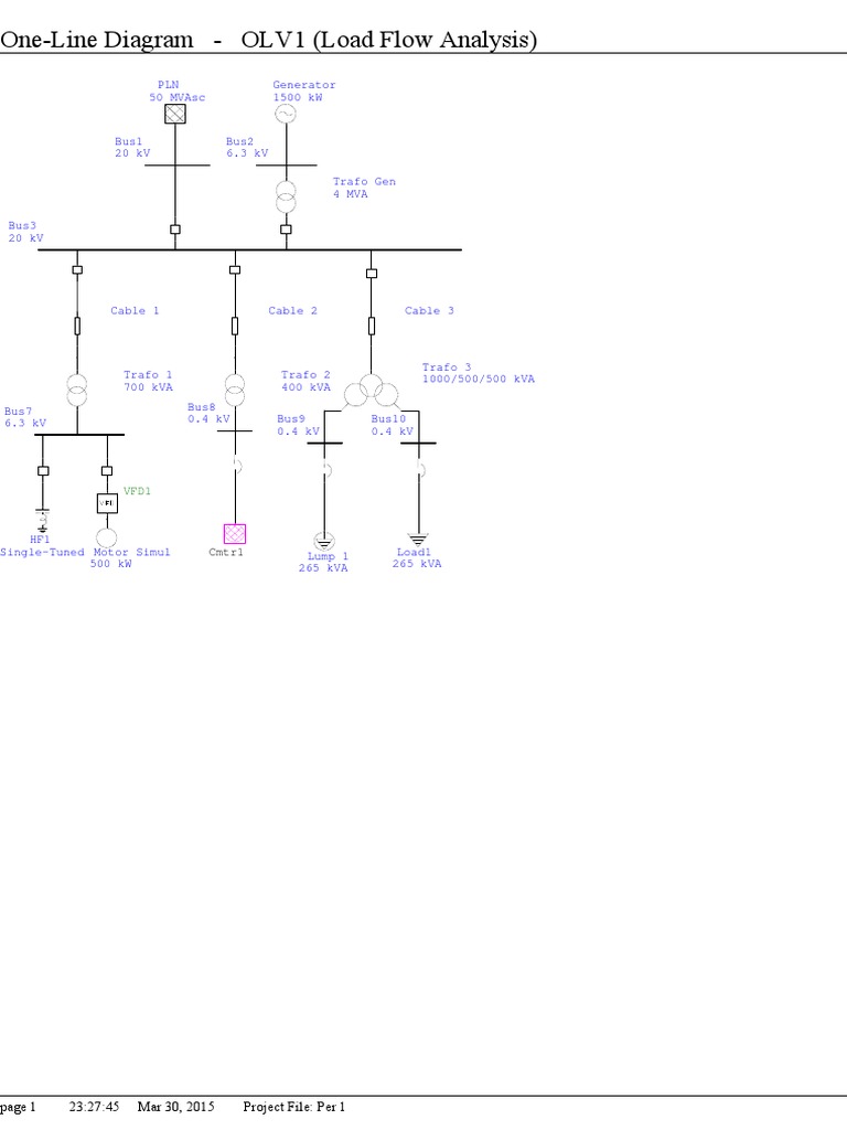 One-Line Diagram - OLV1 (Load Flow Analysis) : Cmtr1 | PDF