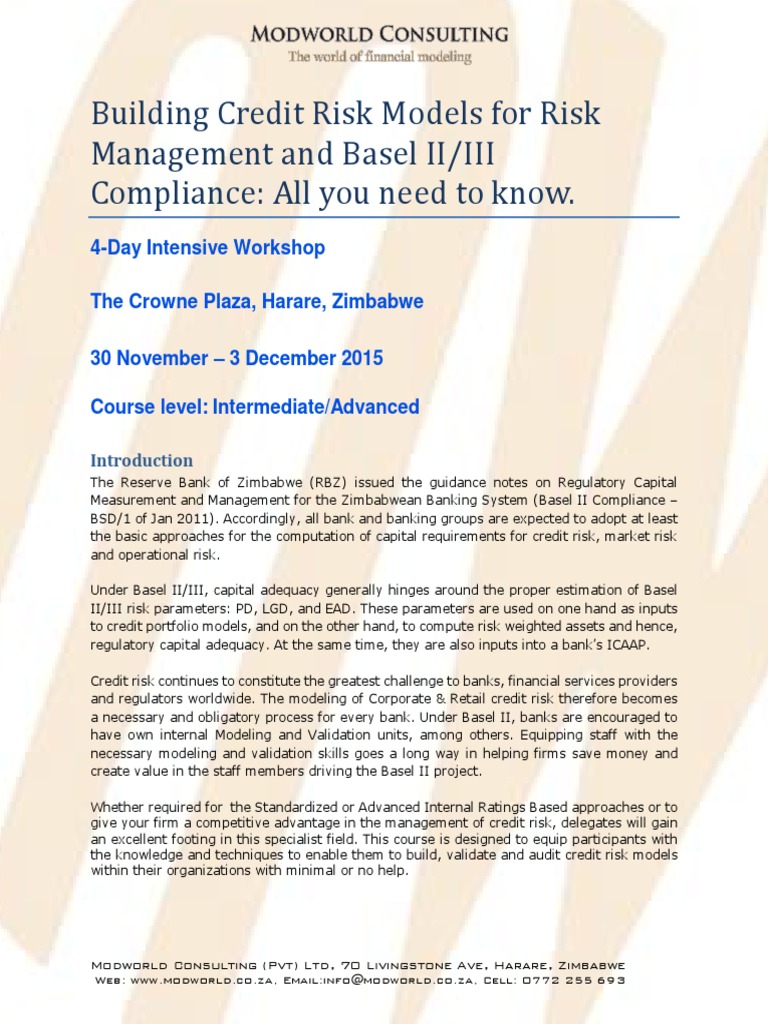 Basel II-III Credit Risk Modelling and Validation Training Brochure ...