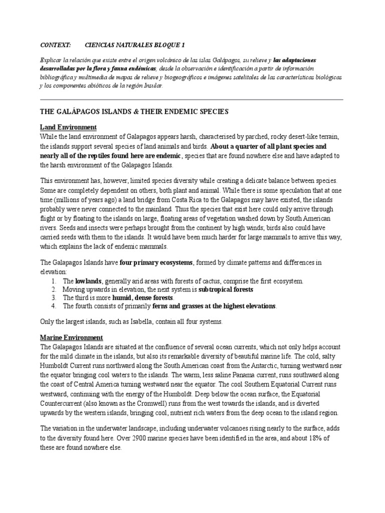 Galápagos Islands: Volcanic Origins & Endemics | PDF | Earth Sciences ...
