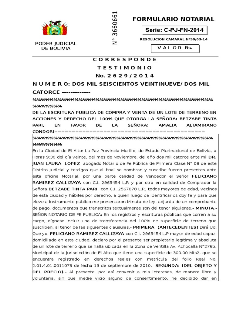 TESTIMONIO | PDF | Ley común | Derecho Civil (Common Law)