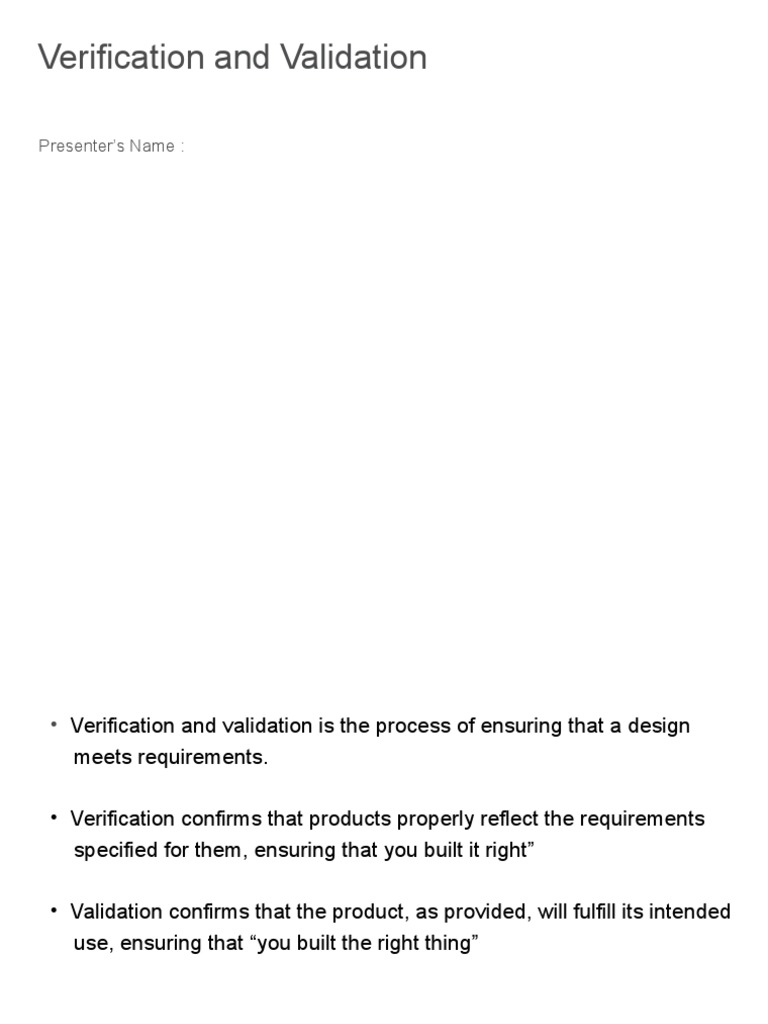 Verification and Validation | PDF | Software Testing | Computer Engineering