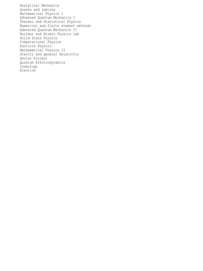 Advanced Physics Course Overview | PDF | Quantum Mechanics | Particle ...
