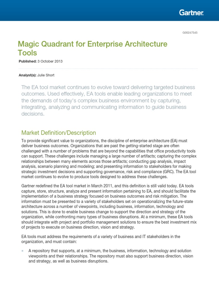 Magic Quadrant For Enterprise Architecture Tools | PDF | Enterprise ...