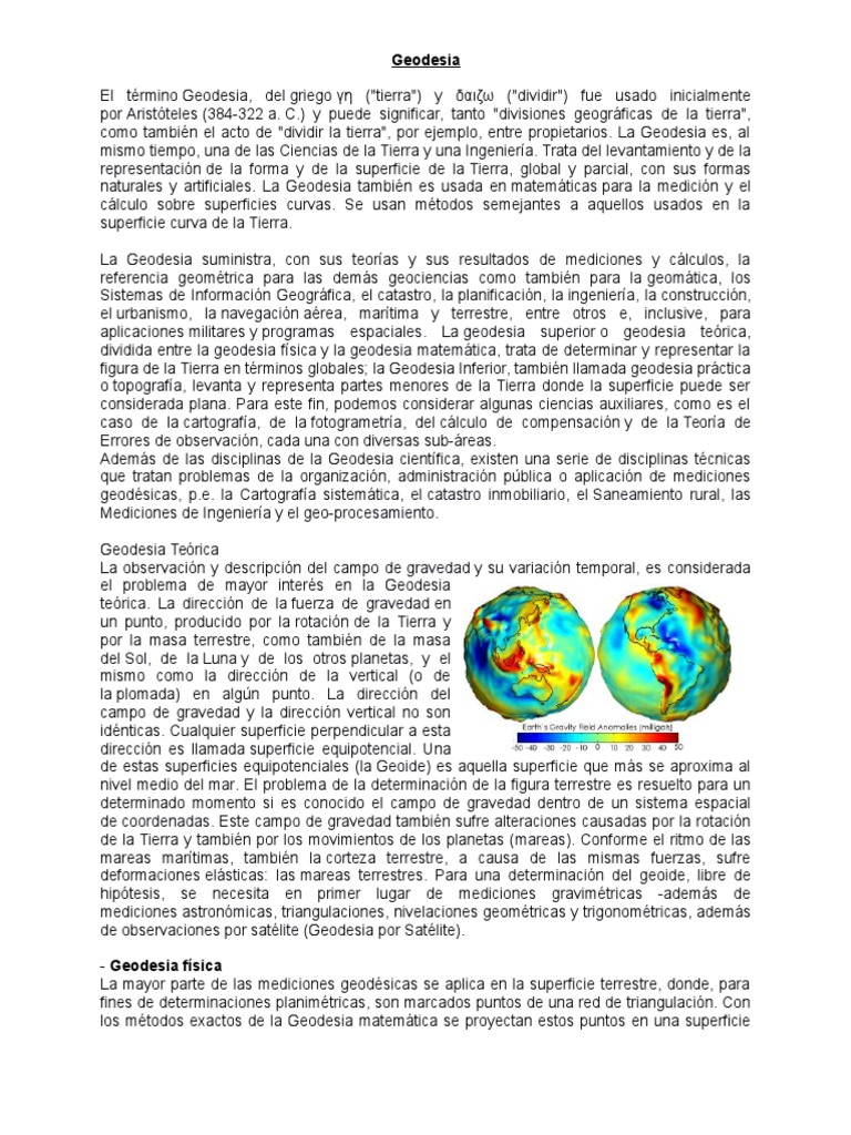 Resumen de La Geodesia | PDF | Geodesia | Ciencia planetaria