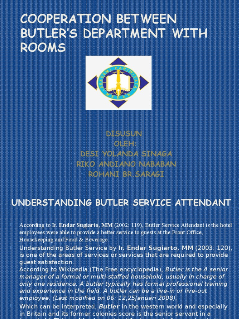Duties and Responsibilities Butler Service in Housekeeping (Autosaved ...