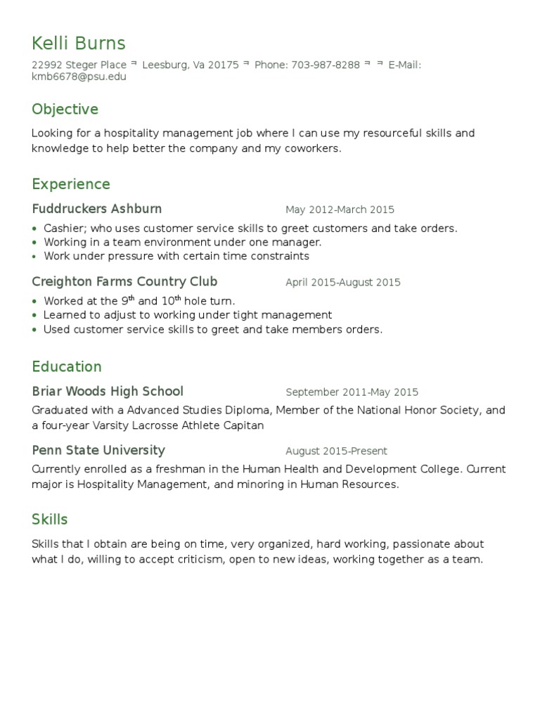 Kelli Burns Resume | PDF