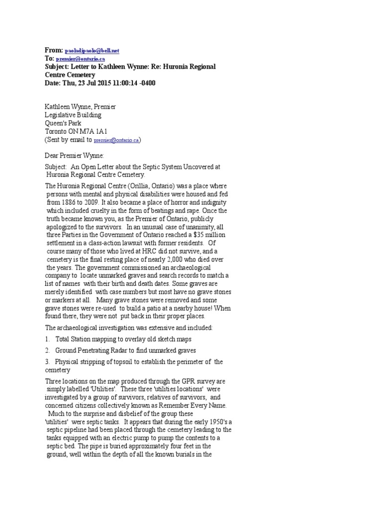 Letters and Emails Re: Huronia Cemetery | Burial | Cemetery | Free 30 ...