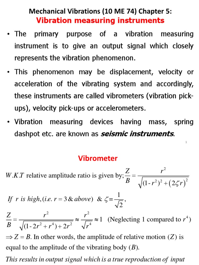 1 Vibration Measuring Instruments & Critical Speed of Shafts | PDF | Accelerometer | Motion ...