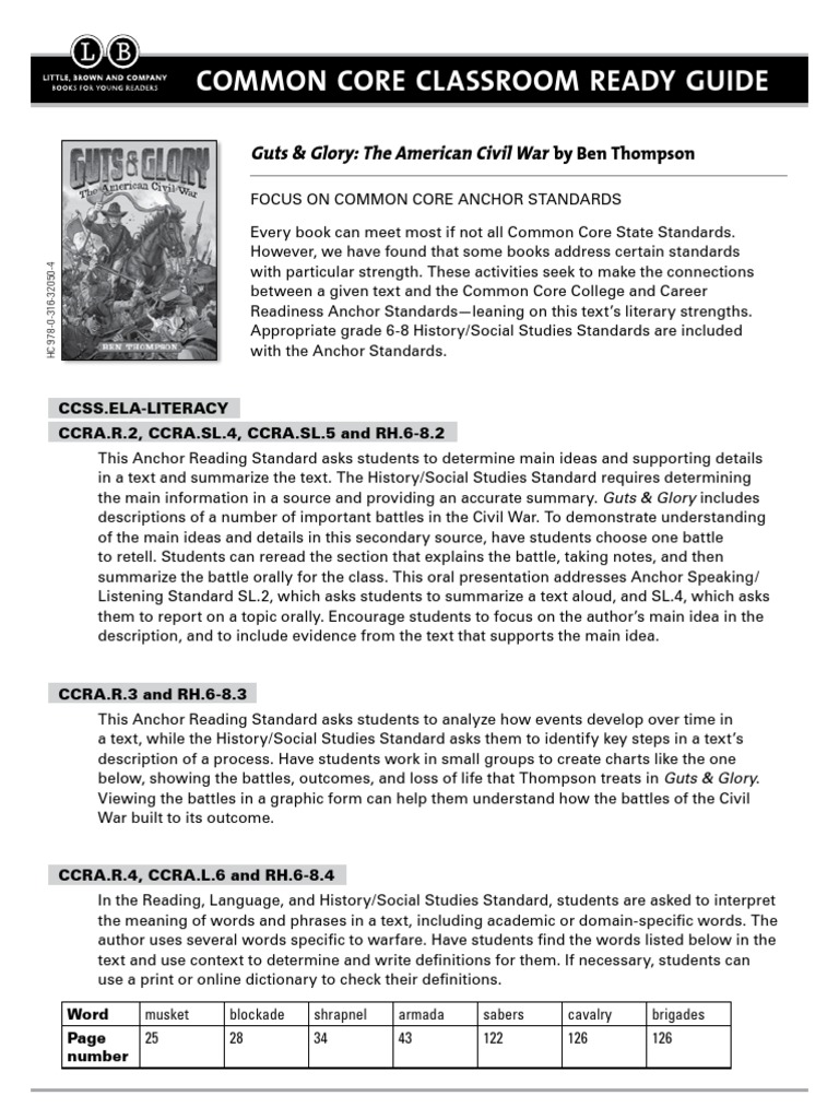 Guts & Glory, The American Civil War Common Core Educator Guide | PDF ...