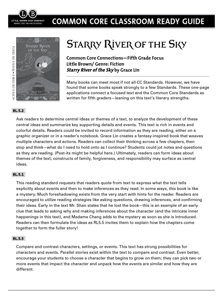 Starry River of The Sky Common Core Educator Guide | PDF | Narration ...