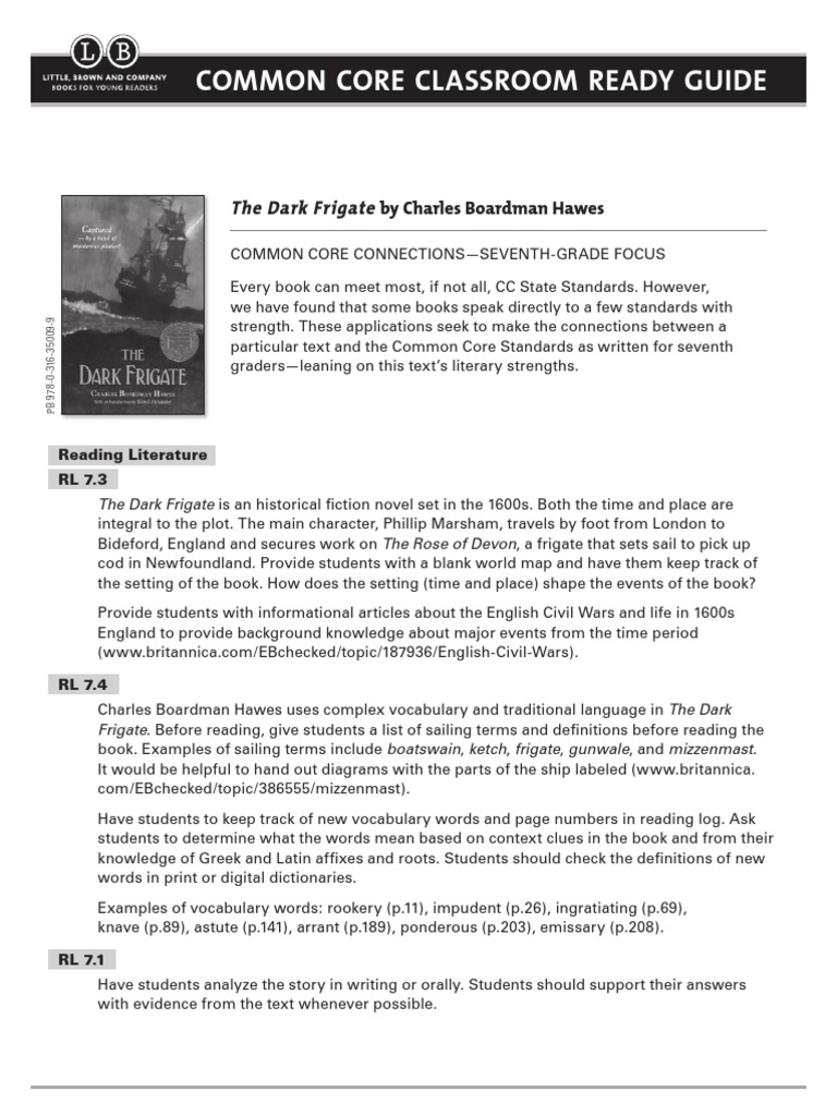 The Dark Frigate Common Core Educator Guide | PDF | Reading Comprehension
