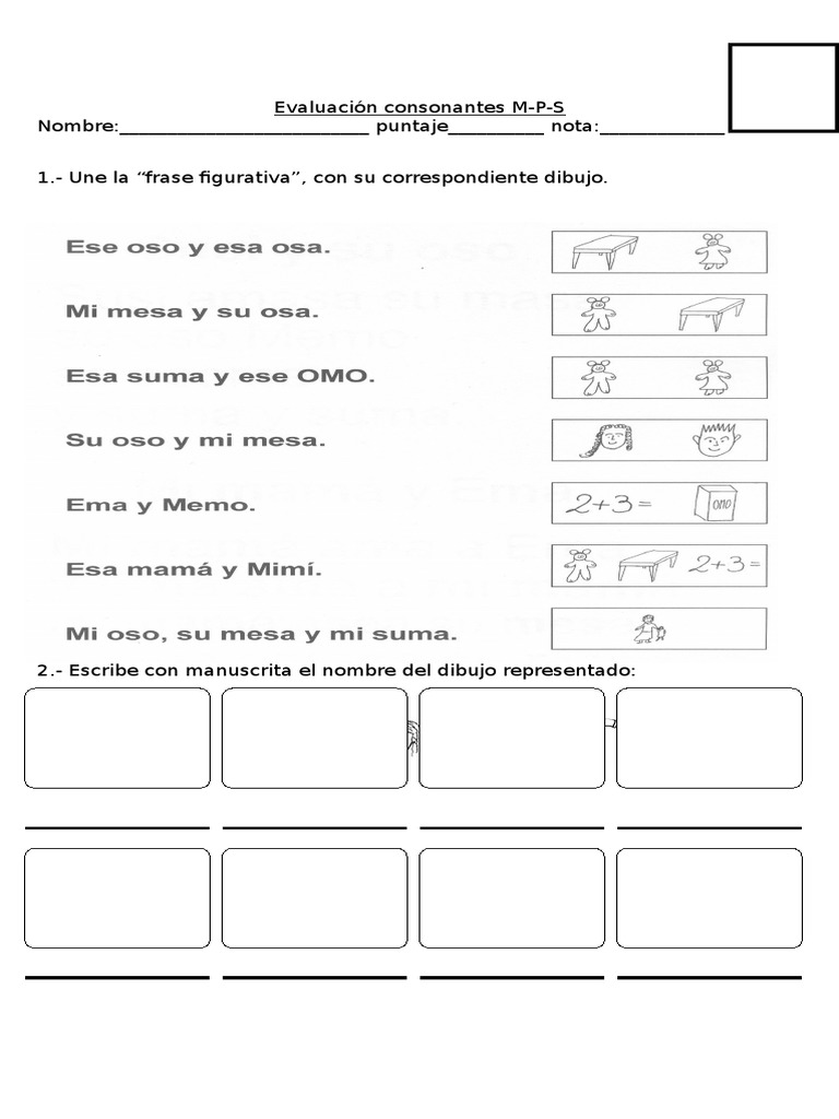 Evaluación de Consonantes M-P-S | PDF