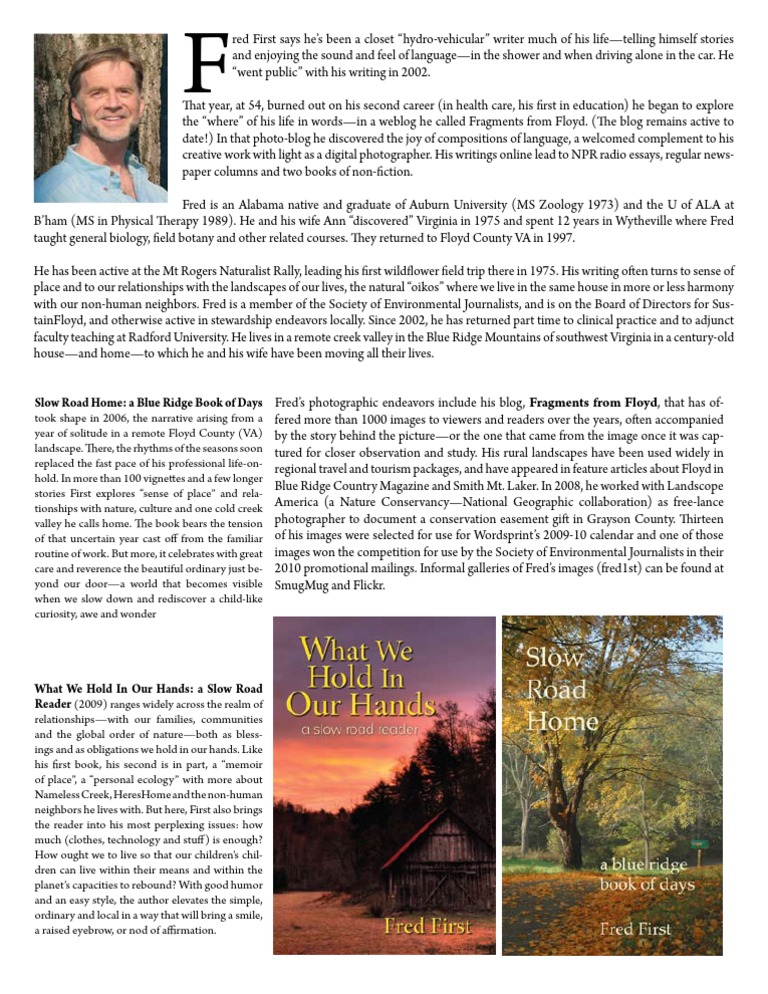 Fred First Floyd County Virginia Author-Photographer Biography | PDF