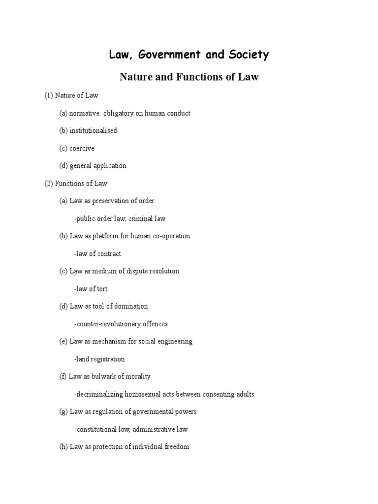 Functions and Nature of Law Explained | PDF | Social Science