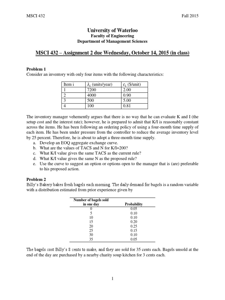 Assignment 2 | Download Free PDF | Normal Distribution | Inventory