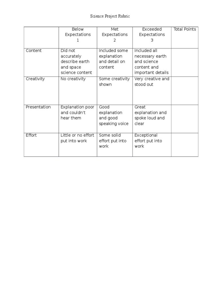 Science Project Rubric | PDF