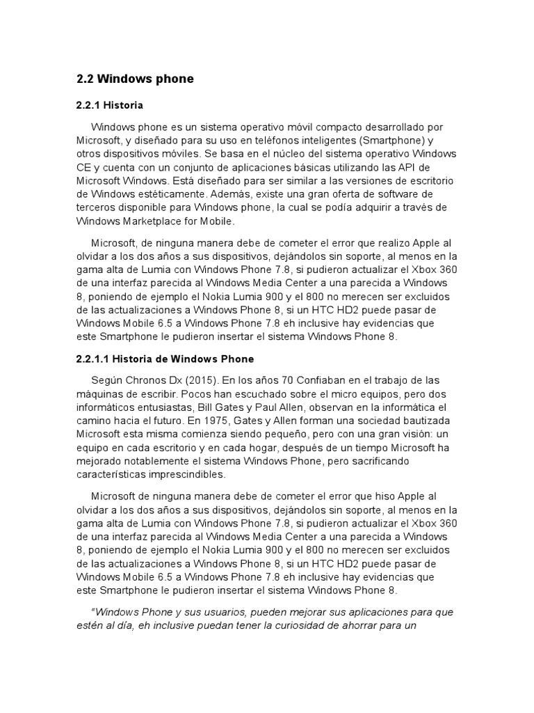 Historia y evolución de Windows Phone | PDF | Telefono windows | Microsoft