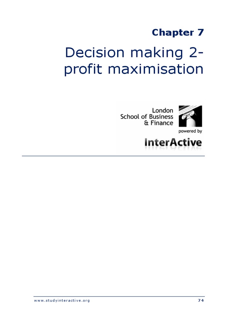 Cima c04 2013 Class Chapter 7 Profit Maximisation | PDF | Demand ...