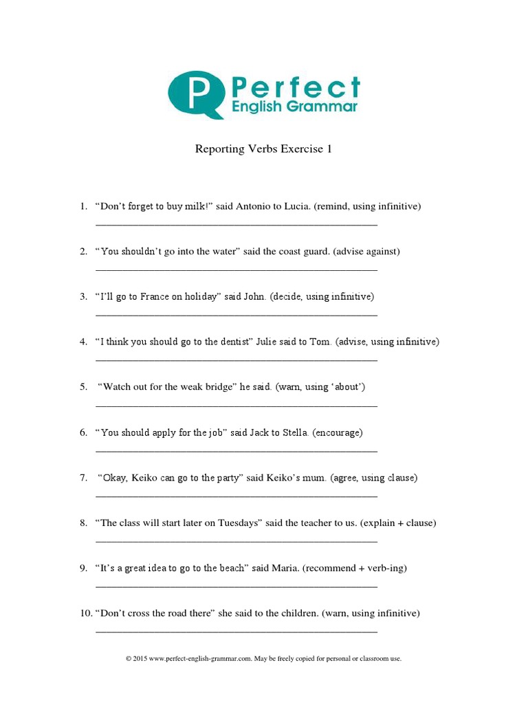Reporting Verbs Exercise 1 | PDF | Linguistic Typology | Linguistic Morphology